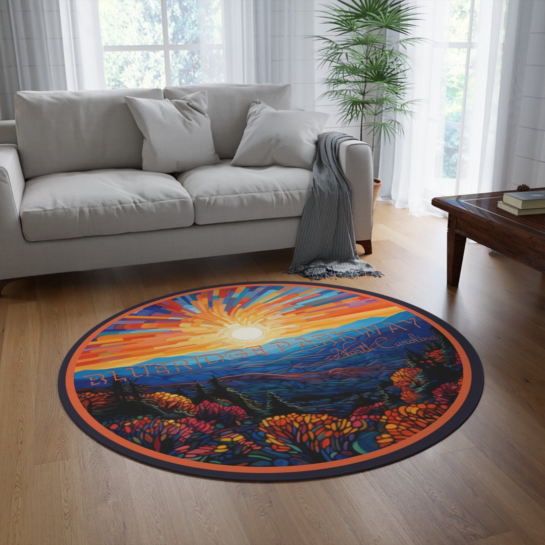 Blue Ridge Parkway Sunset Hike North Carolina Mountain View Round Rug ...