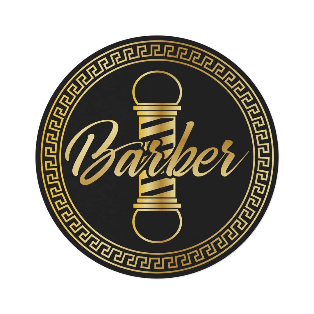 Round Barbershop Rug Barber Logo Round Floor Mat - Etsy