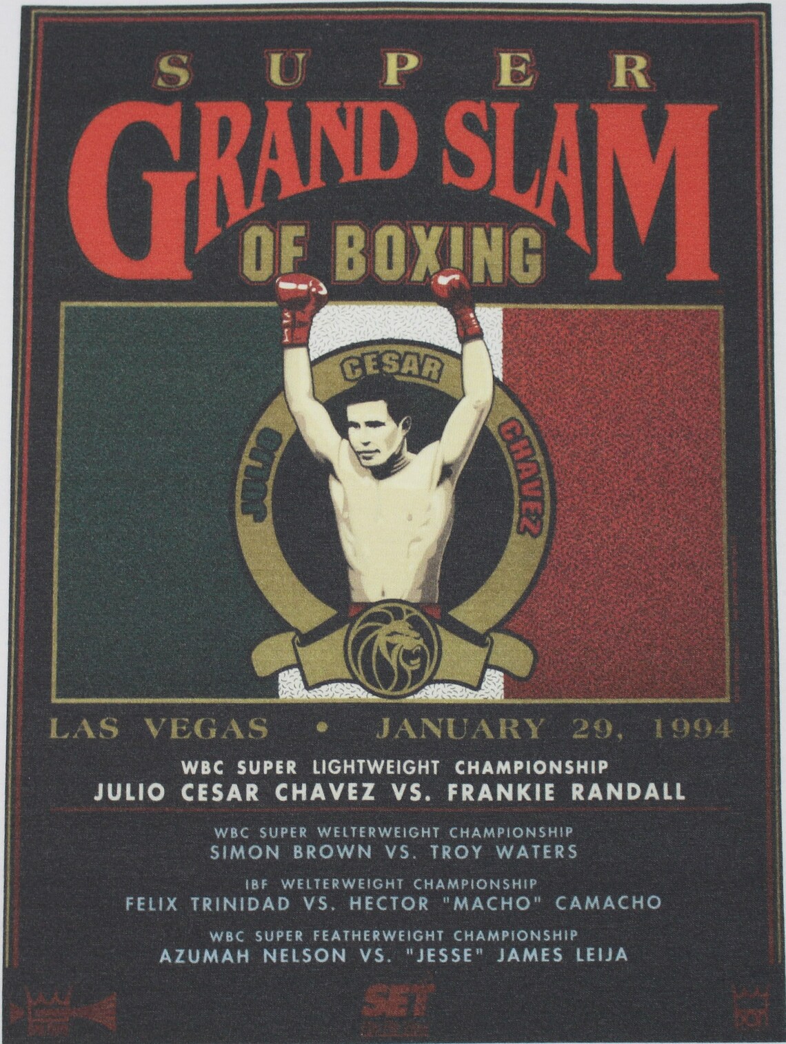Julio Cesar Chavez Vs Frankie Randall Fight Poster White T-shirt Sizes ...