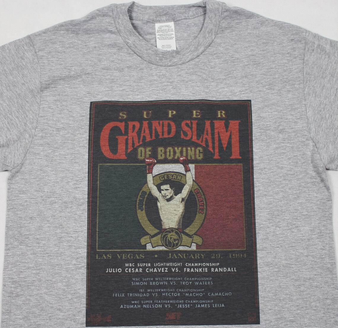 Julio Cesar Chavez Vs Frankie Randall Fight Poster Grey T-shirt Sizes ...