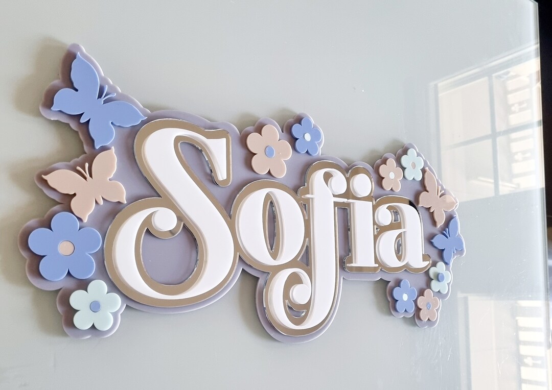 Acrylic Name Sign, Acrylic Name Plaque, Butterfly Name, Nursery Decor ...
