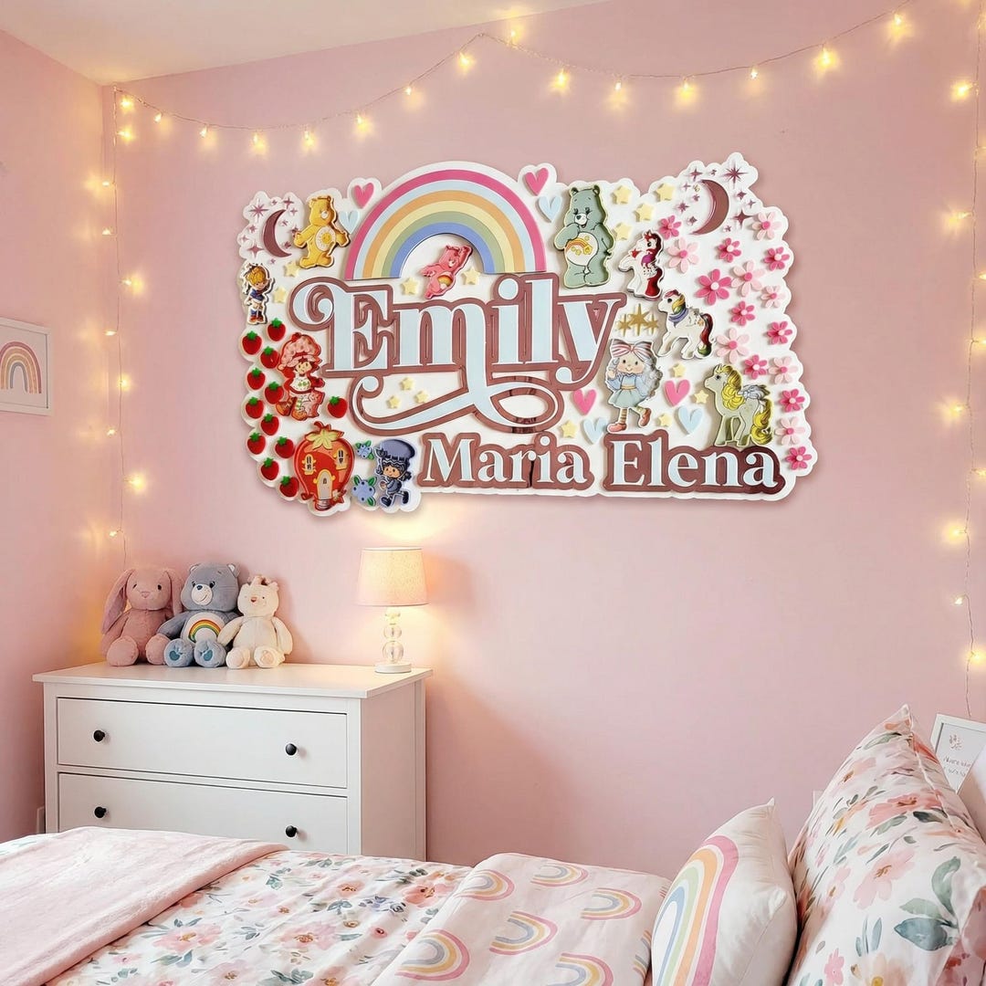 Custom Acrylic Nursery Name Sign, 80s Style, Girls Room Decor - Etsy