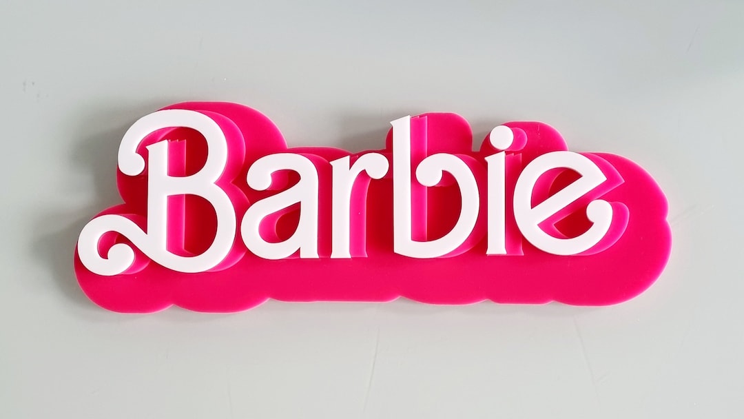 Barbie Name Sign Triple Layered Name Acrylic Wall Plaque Barbie Custom Name Personalised Name ...