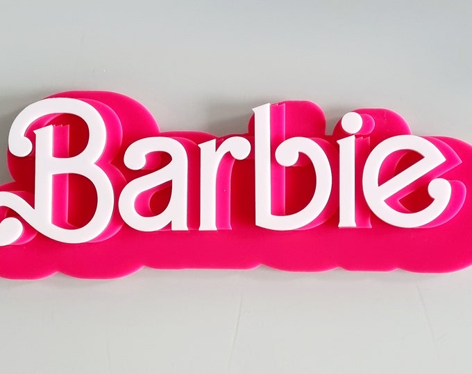 Barbie Name Sign Triple Layered Name Acrylic Wall Plaque Barbie Custom ...