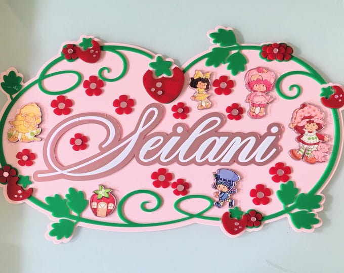 Strawberry Nursery Name, Strawberry Acrylic Name, Wall Decor, Nursery ...