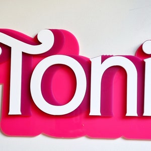 Barbie Name Sign Triple Layered Name Acrylic Wall Plaque Barbie Custom ...