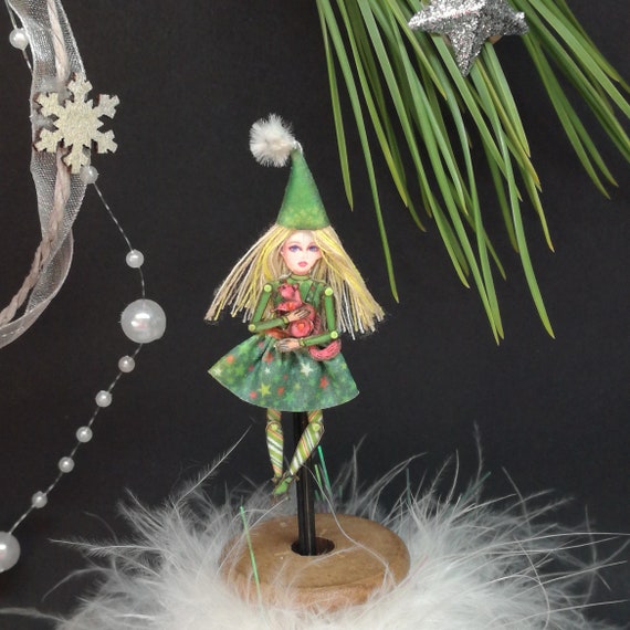 Tiny Elf With a Squirrel. Have a Pin on the Back and is - Etsy