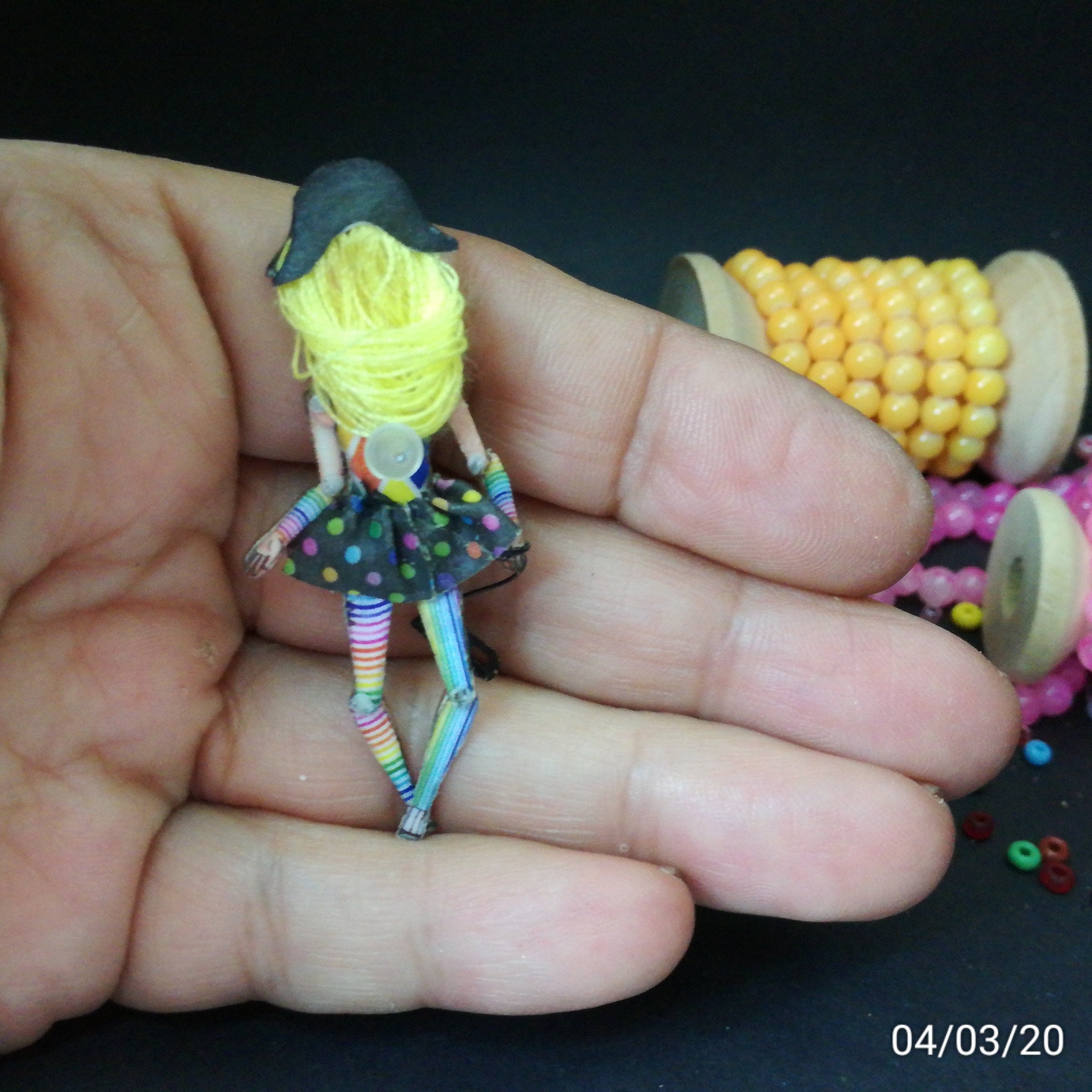 Tiny Colombian, Pierrot or Harlequin Doll With 6 Cm is Articulated Like ...