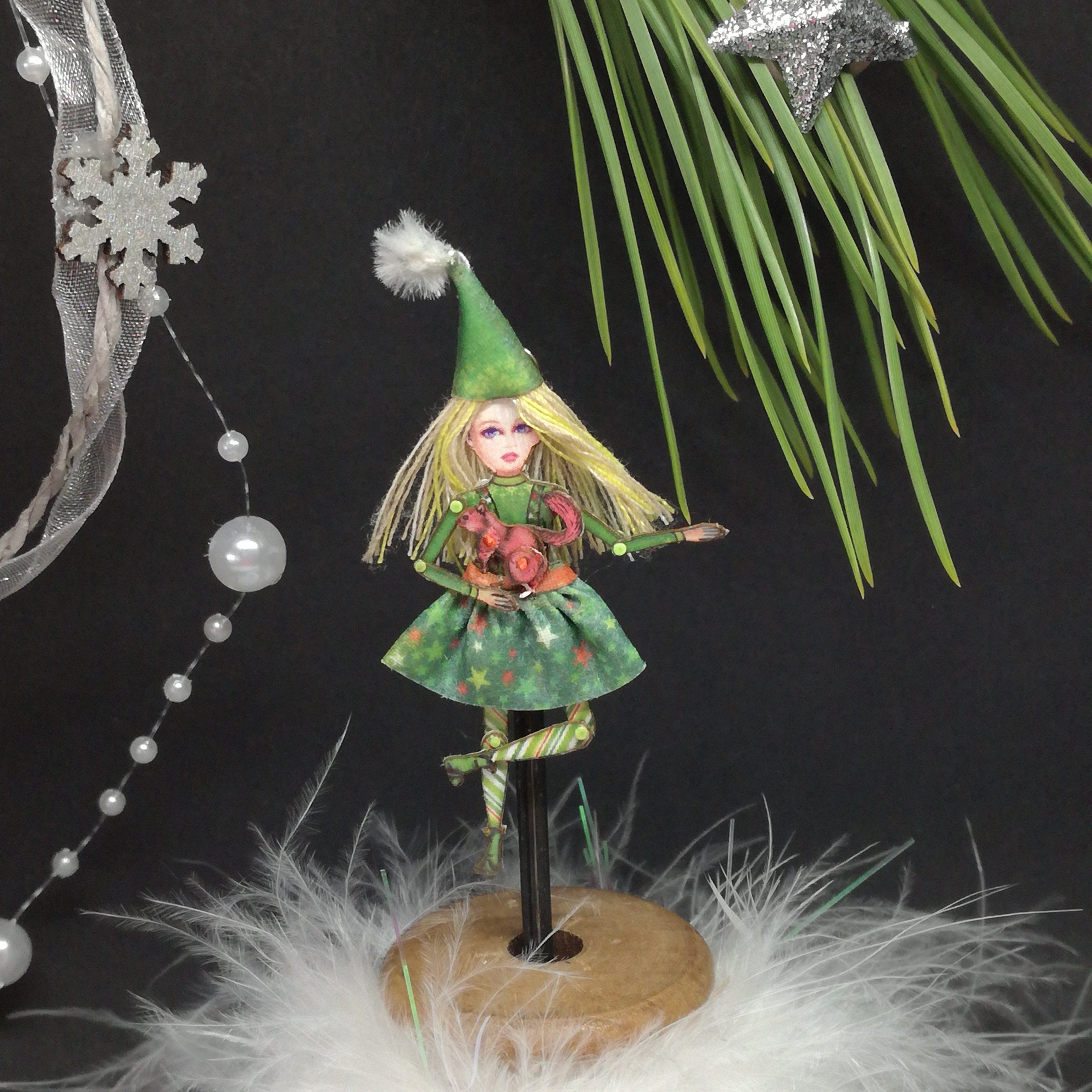 Tiny Elf With a Squirrel. Have a Pin on the Back and is Articuladed, a ...