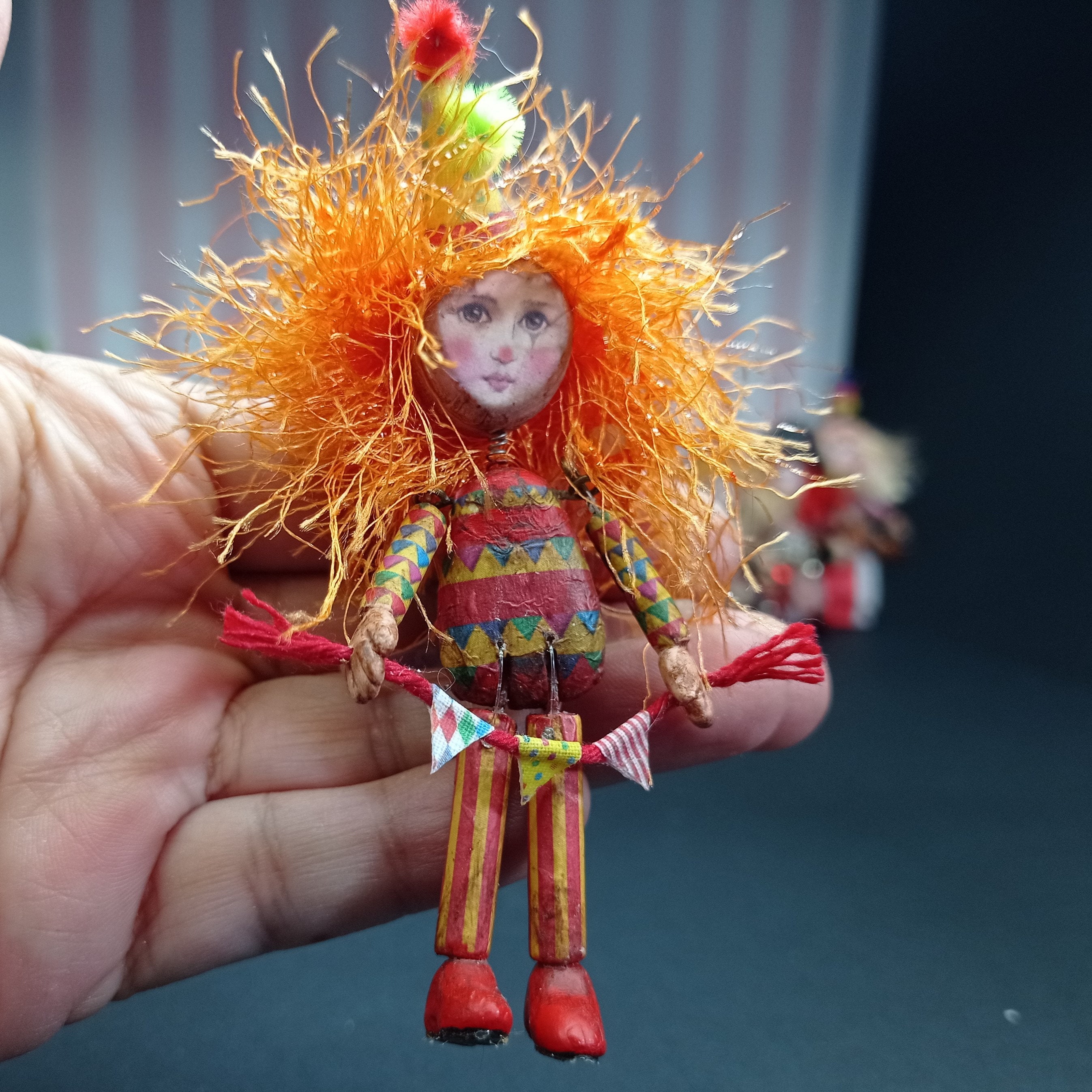 Circus Doll Marionette, Colombina/pierrot With Wireless Mechanism. She ...