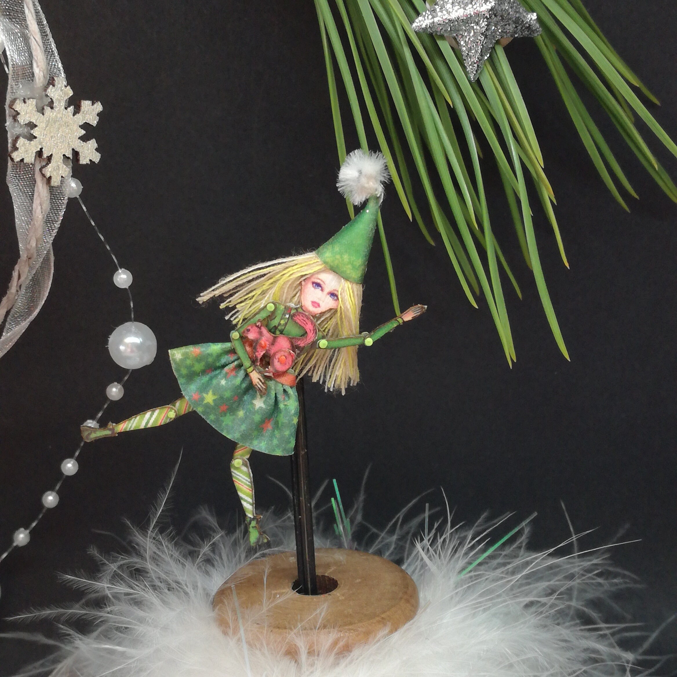 Tiny Elf With a Squirrel. Have a Pin on the Back and is Articuladed, a ...