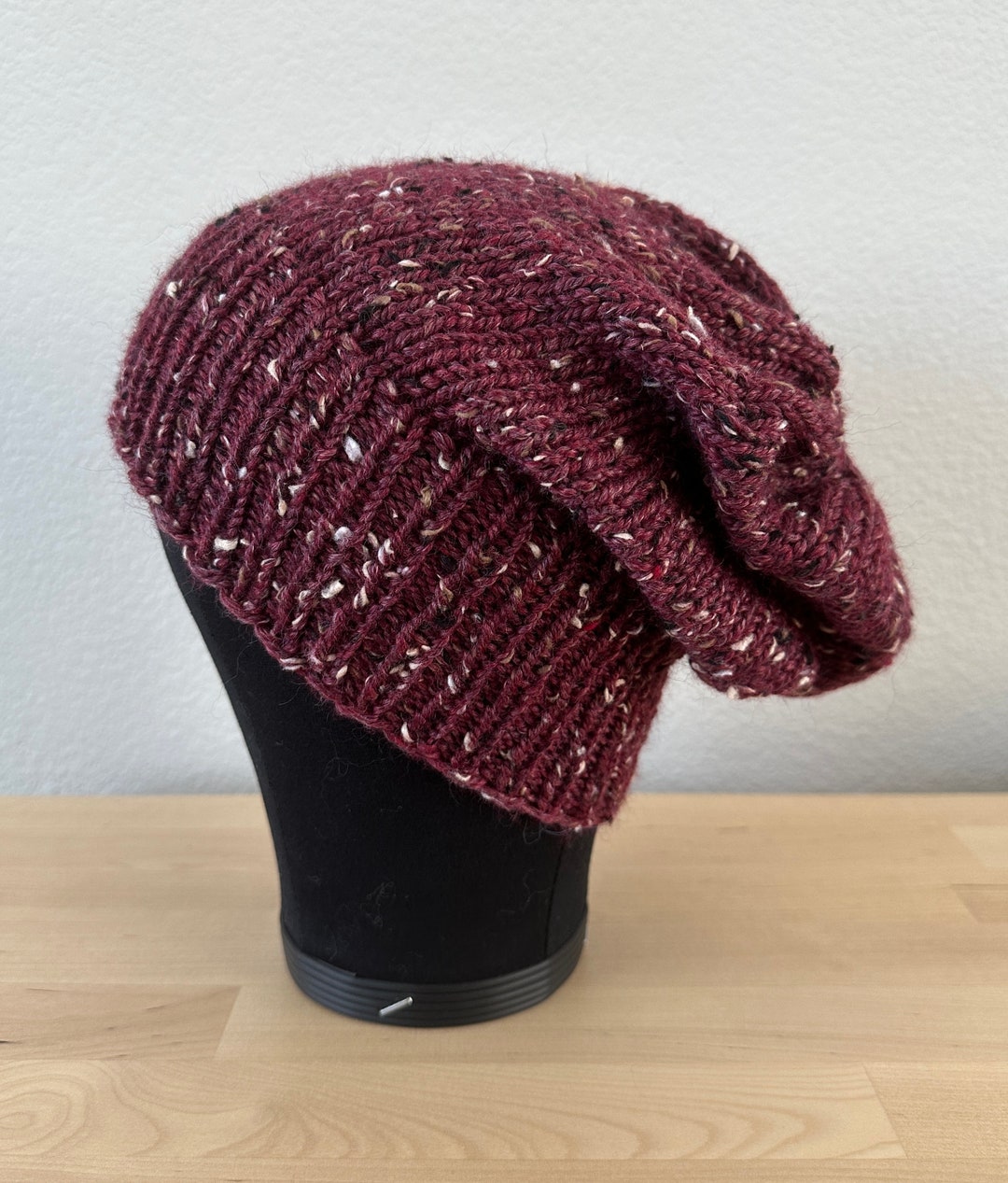 2 in 1 Slouchy AND Fitted Handmade Hand Knit Beanie Adult Teen Unisex ...