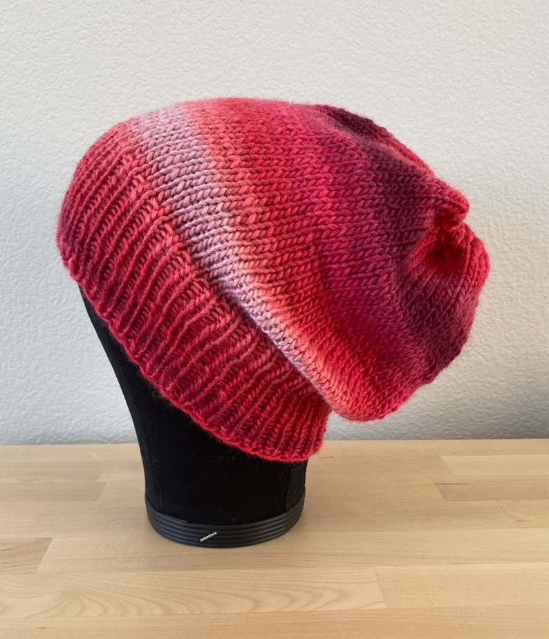 2 in 1 Slouchy and Fitted Handmade Hand Knit Superwash Wool Ombre ...