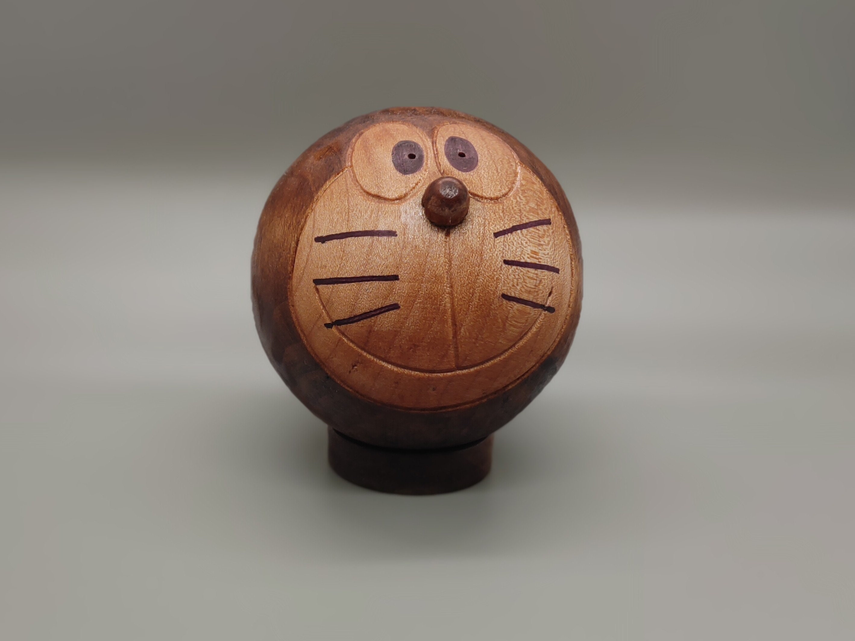 Hand Turned Wooden Doraemon Head - Etsy