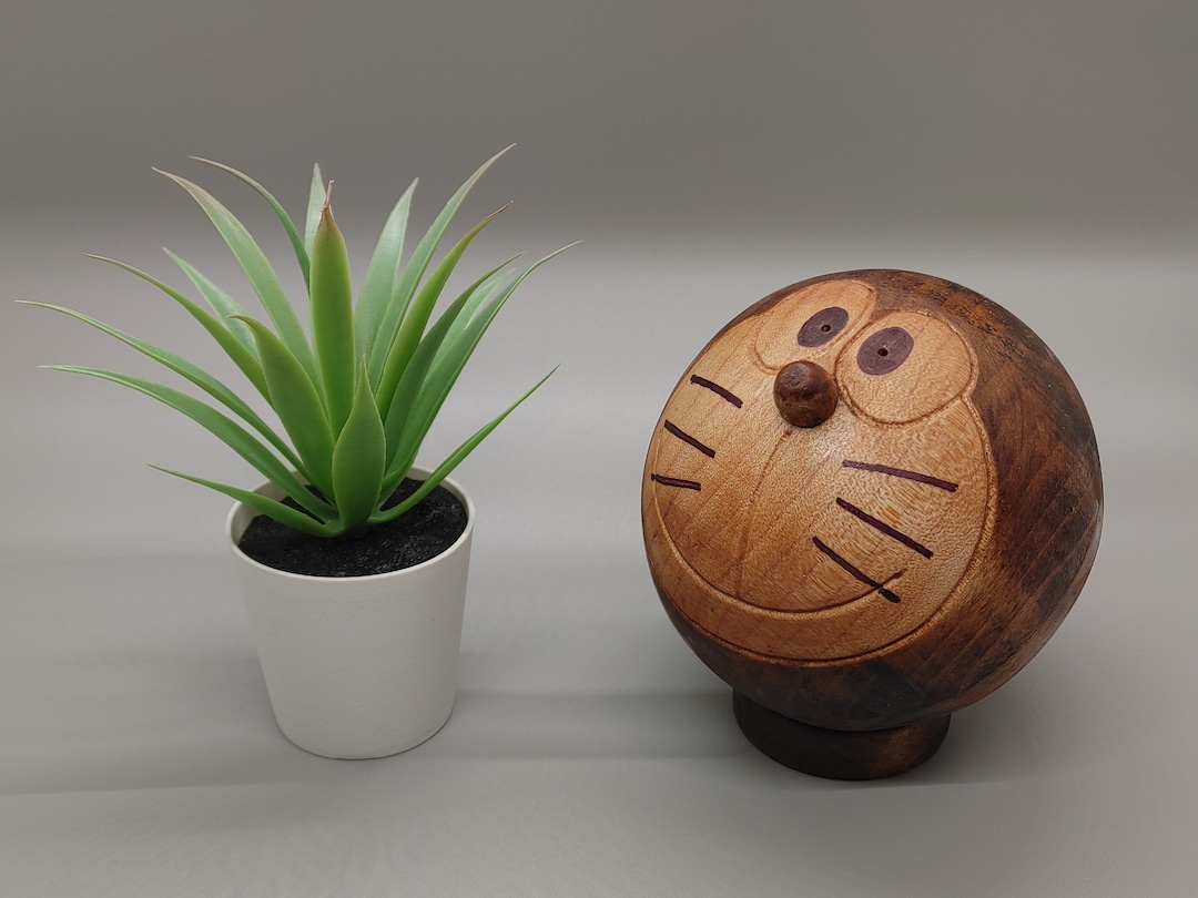 Hand Turned Wooden Doraemon Head - Etsy