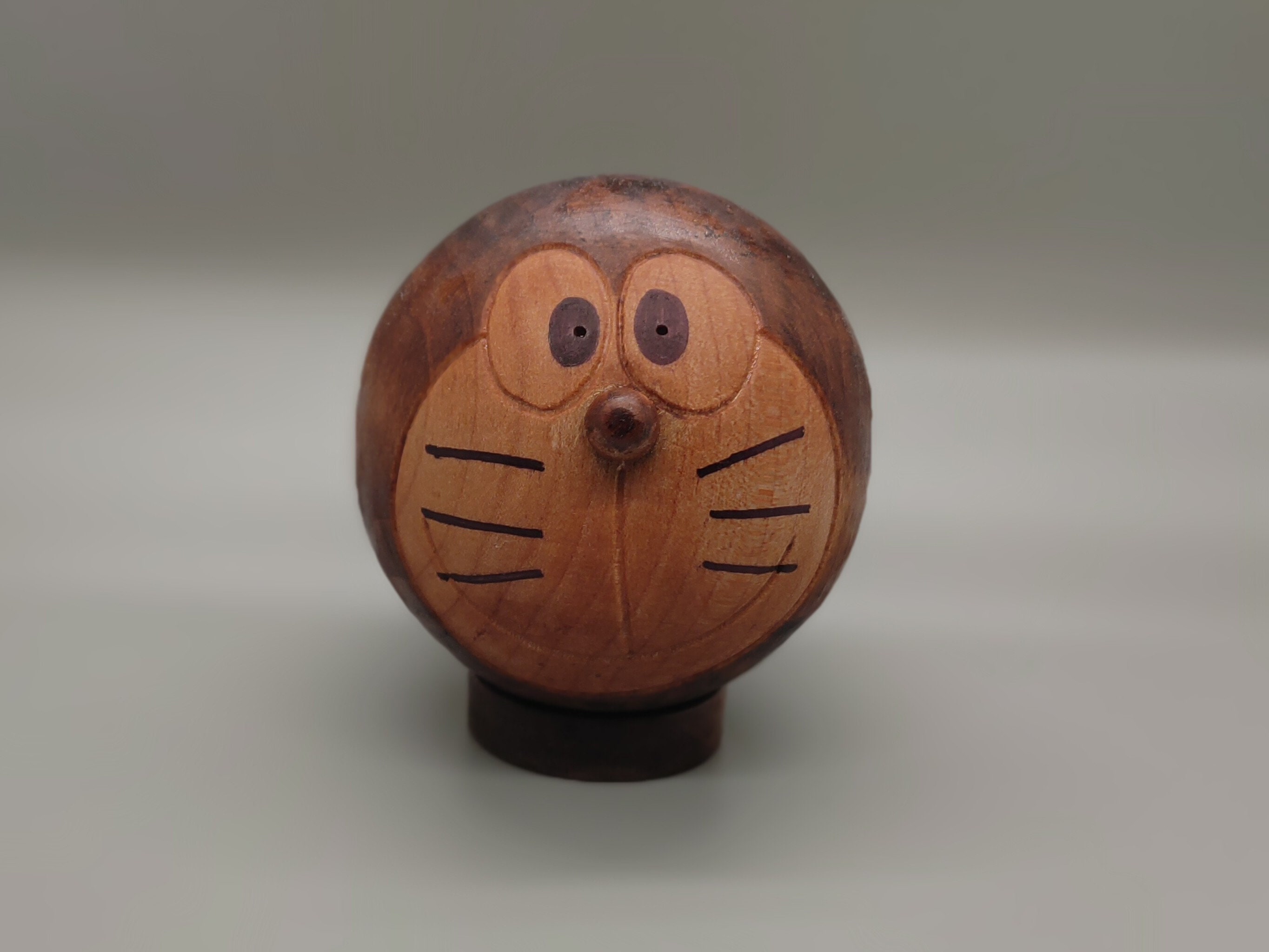 Hand Turned Wooden Doraemon Head - Etsy