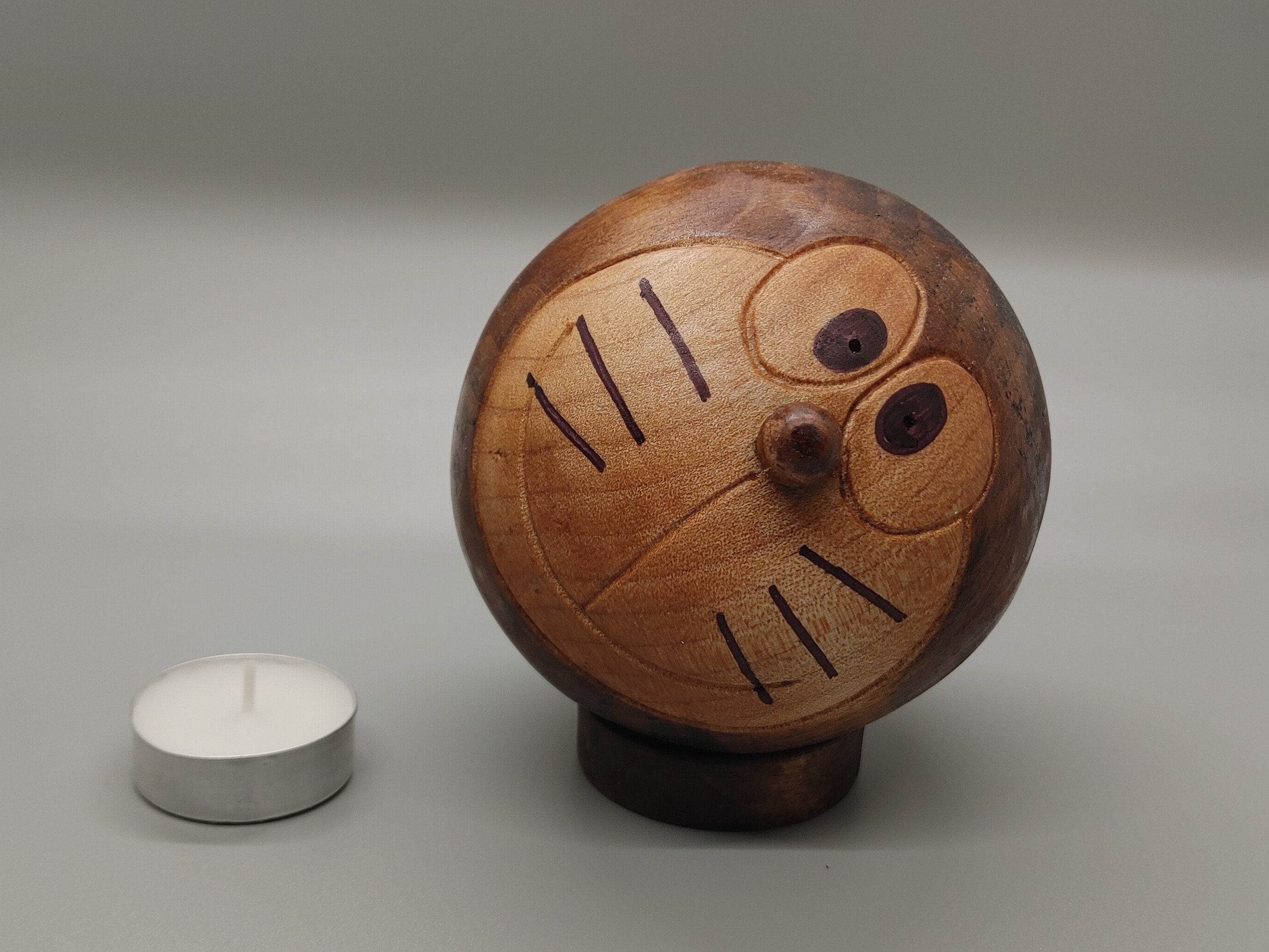 Hand Turned Wooden Doraemon Head - Etsy