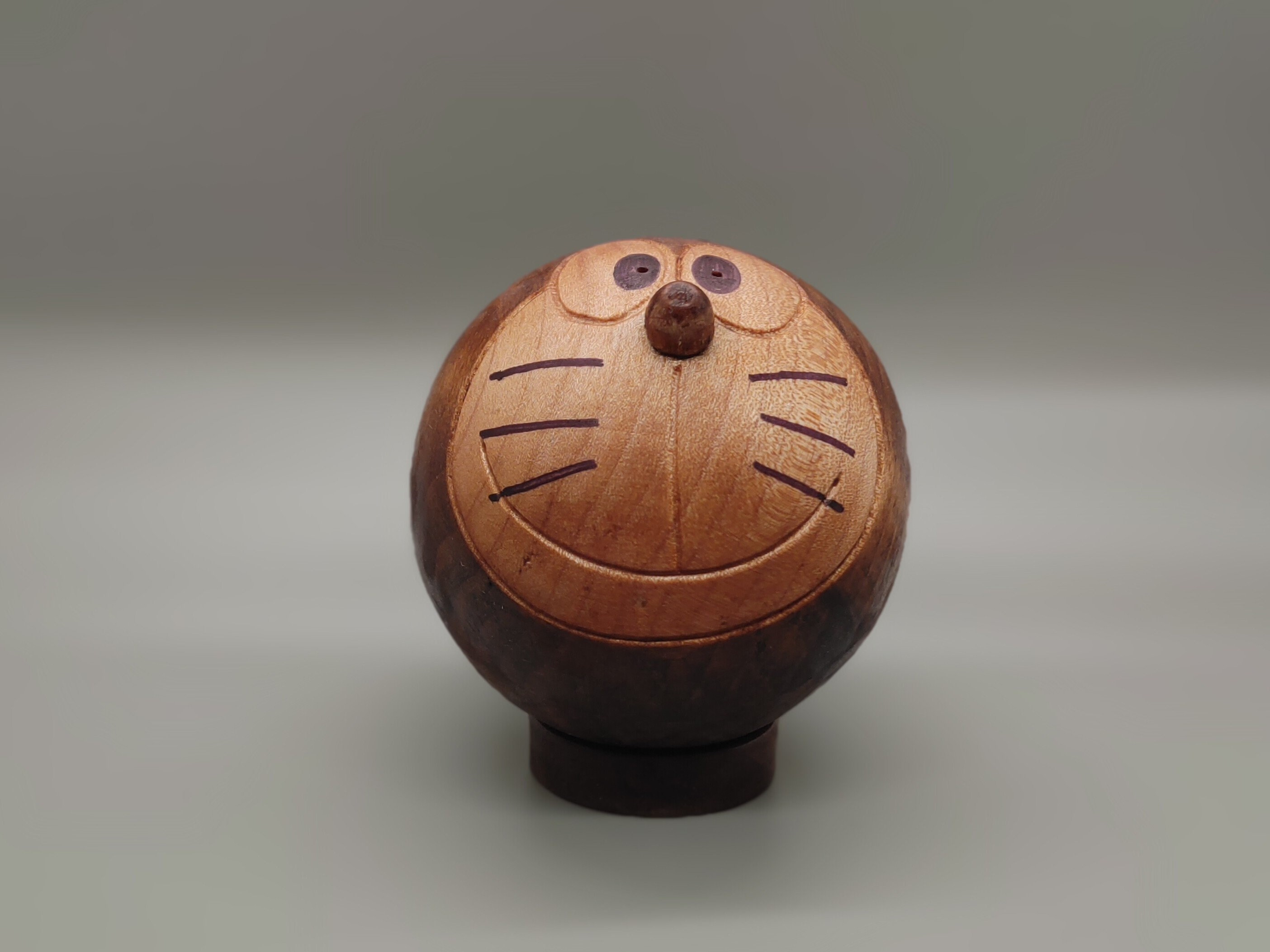 Hand Turned Wooden Doraemon Head - Etsy