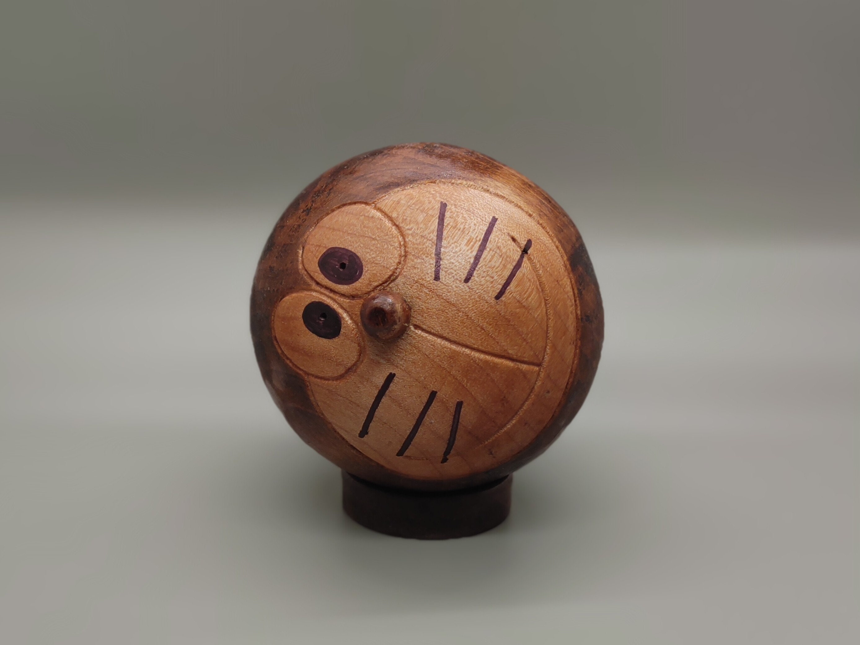 Hand Turned Wooden Doraemon Head - Etsy