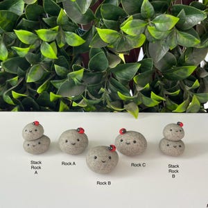 Kawaii Cute Happy Rock Buddy Figurine - Ladybug, Handmade Polymer Clay ...