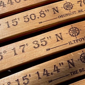 Coordinates on Barrel, Coordinates on Wood, Coordinates Gift, Longitude ...