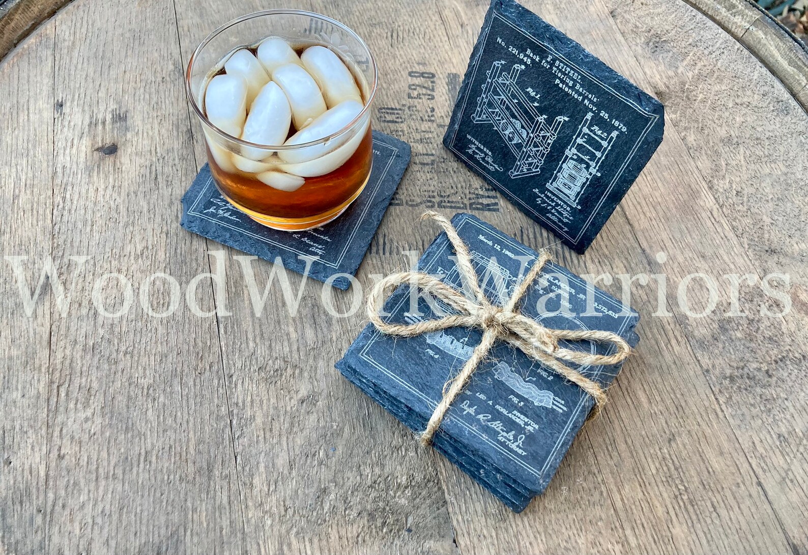 Slate Coasters, Gray Coasters, Engraved Coasters, Bourbon Themed ...