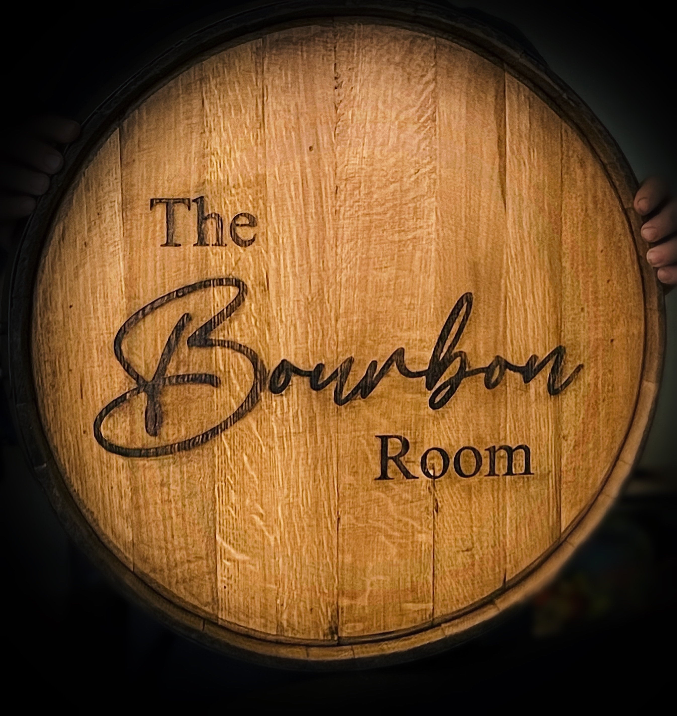 The Bourbon Room Barrel Head, Full Barrel Head Lazy Susan, Bar ...