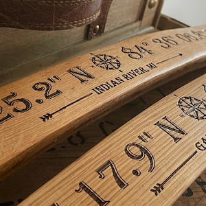 Coordinates on Barrel, Coordinates on Wood, Coordinates Gift, Longitude ...
