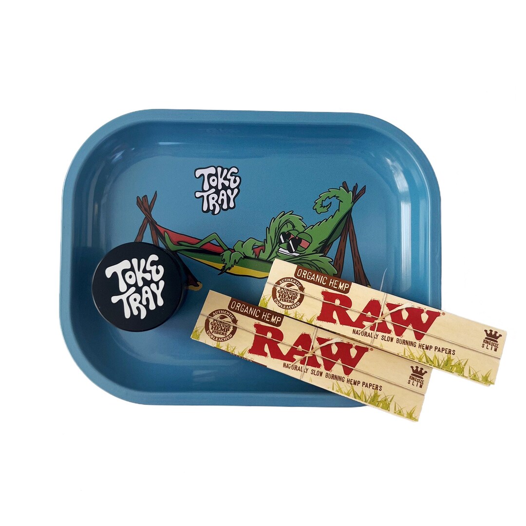 Green Monster Cute Trippy Rolling Tray Set With Grinder and Raw Rolling ...