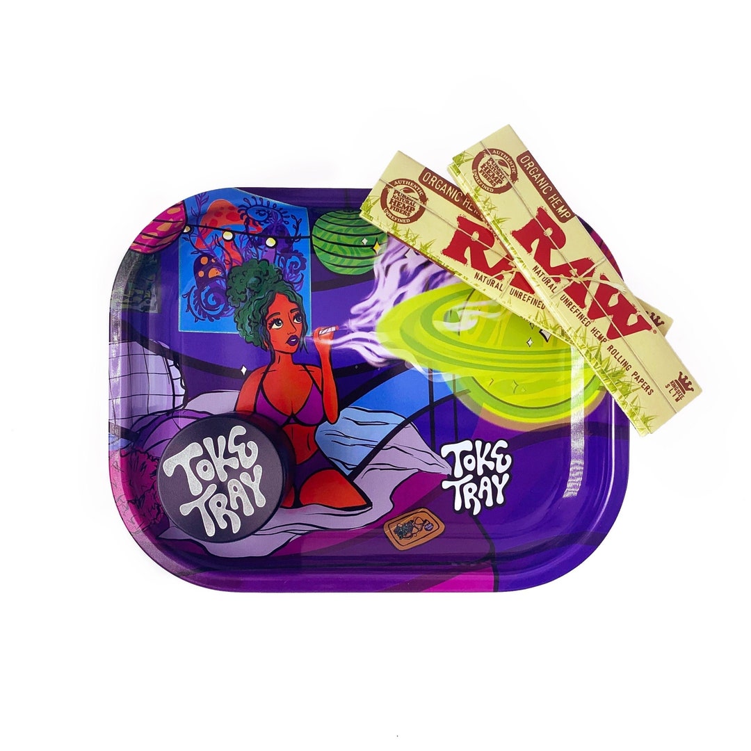 Trippy Nights Metal Rolling Tray Set | With Grinder and Raw Rolling ...