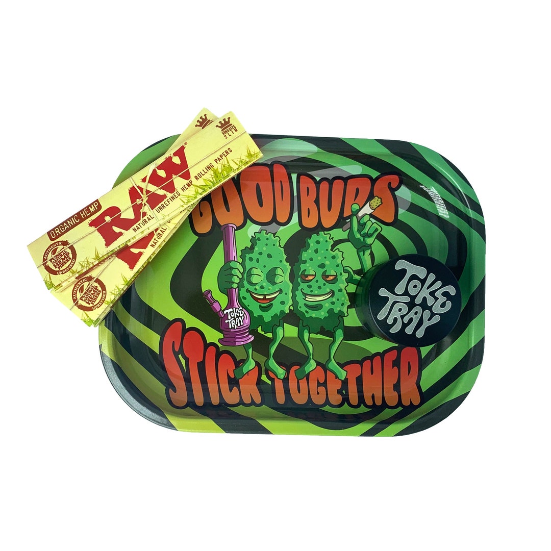 Best Buds Rolling Tray Set | With Grinder and Raw Rolling Papers - Etsy