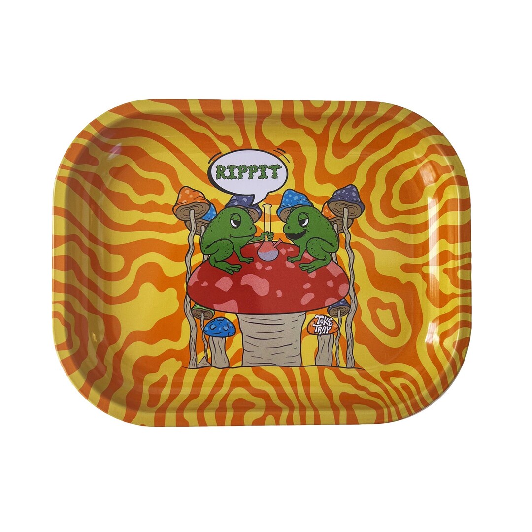 Rippit Frog and Toad Cute Trippy Metal Rolling Tray | Small (7" X 5.5 ...