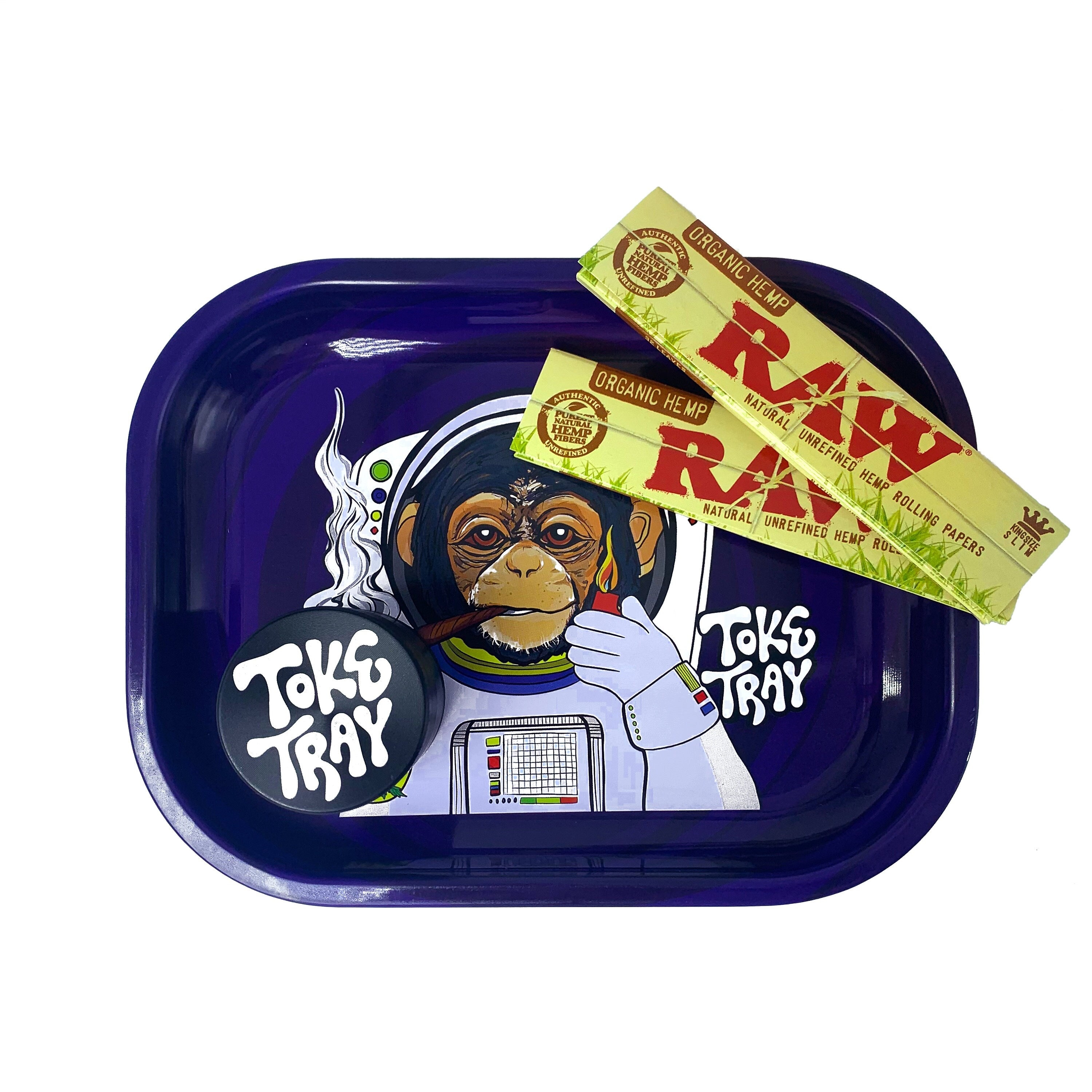 Space Monkey Rolling Tray Set With Grinder and Raw Rolling - Etsy