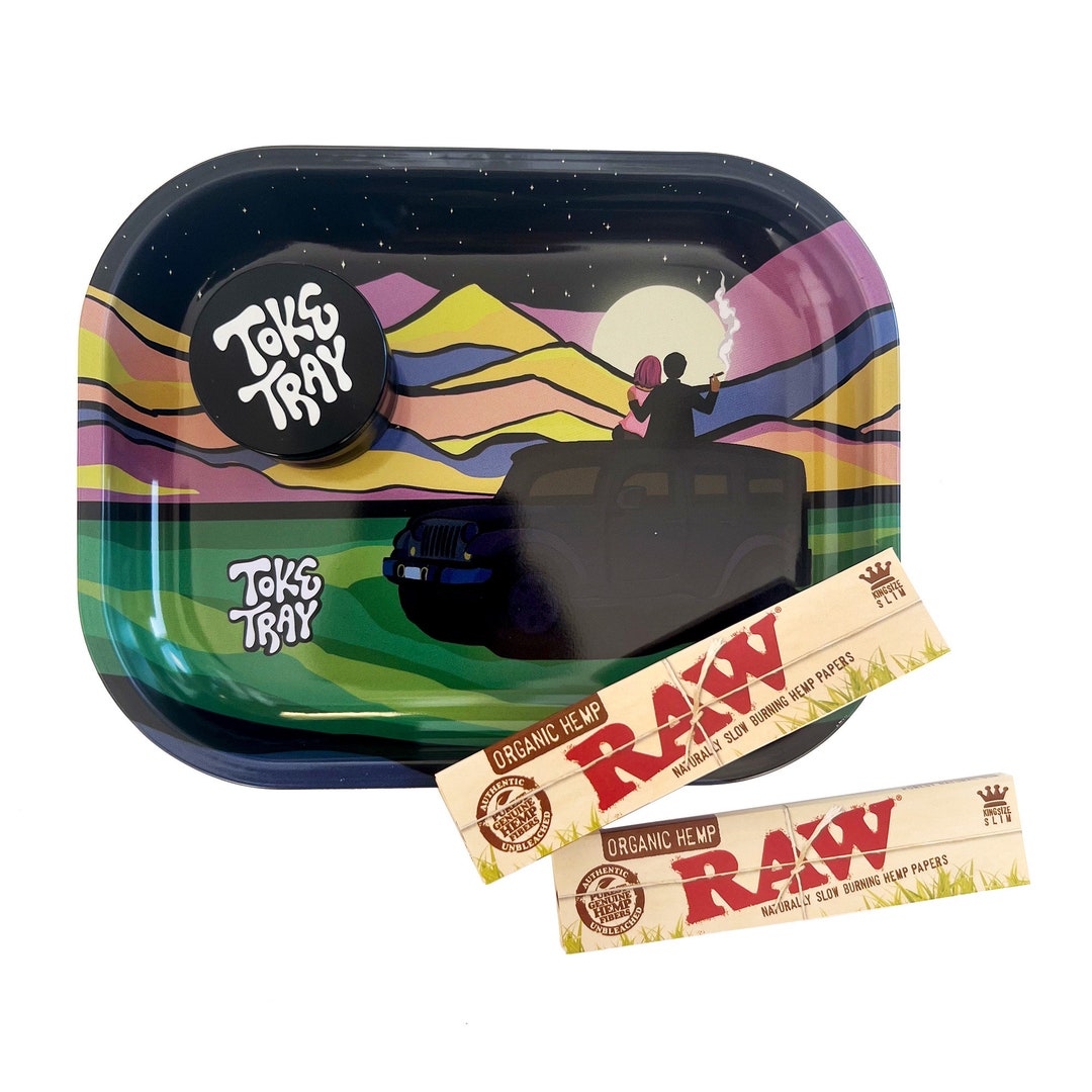 Mountain High Cute Trippy Rolling Tray Set | With Grinder and Raw ...