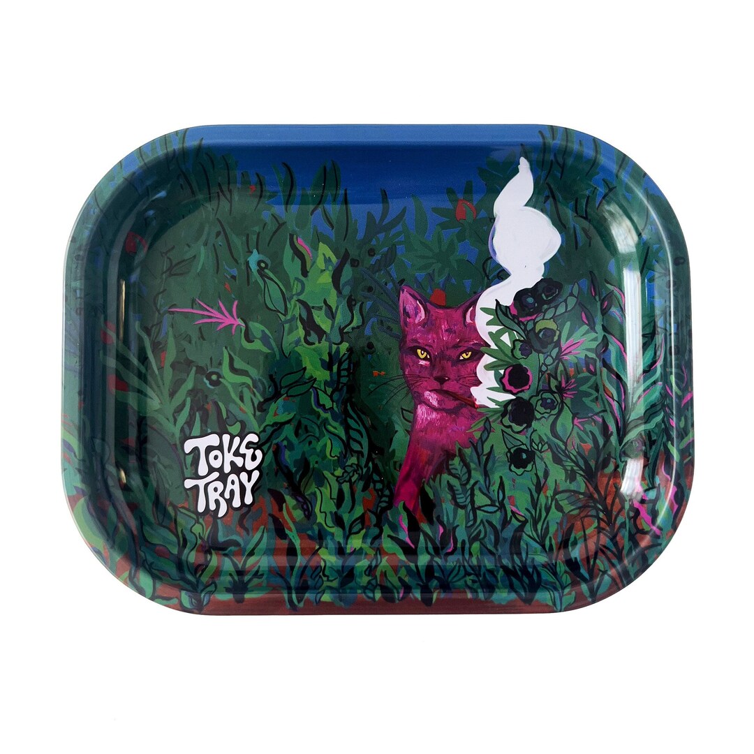 Trippy Pink Cat Cute Metal Rolling Tray | Small (7" X 5.5") - Etsy