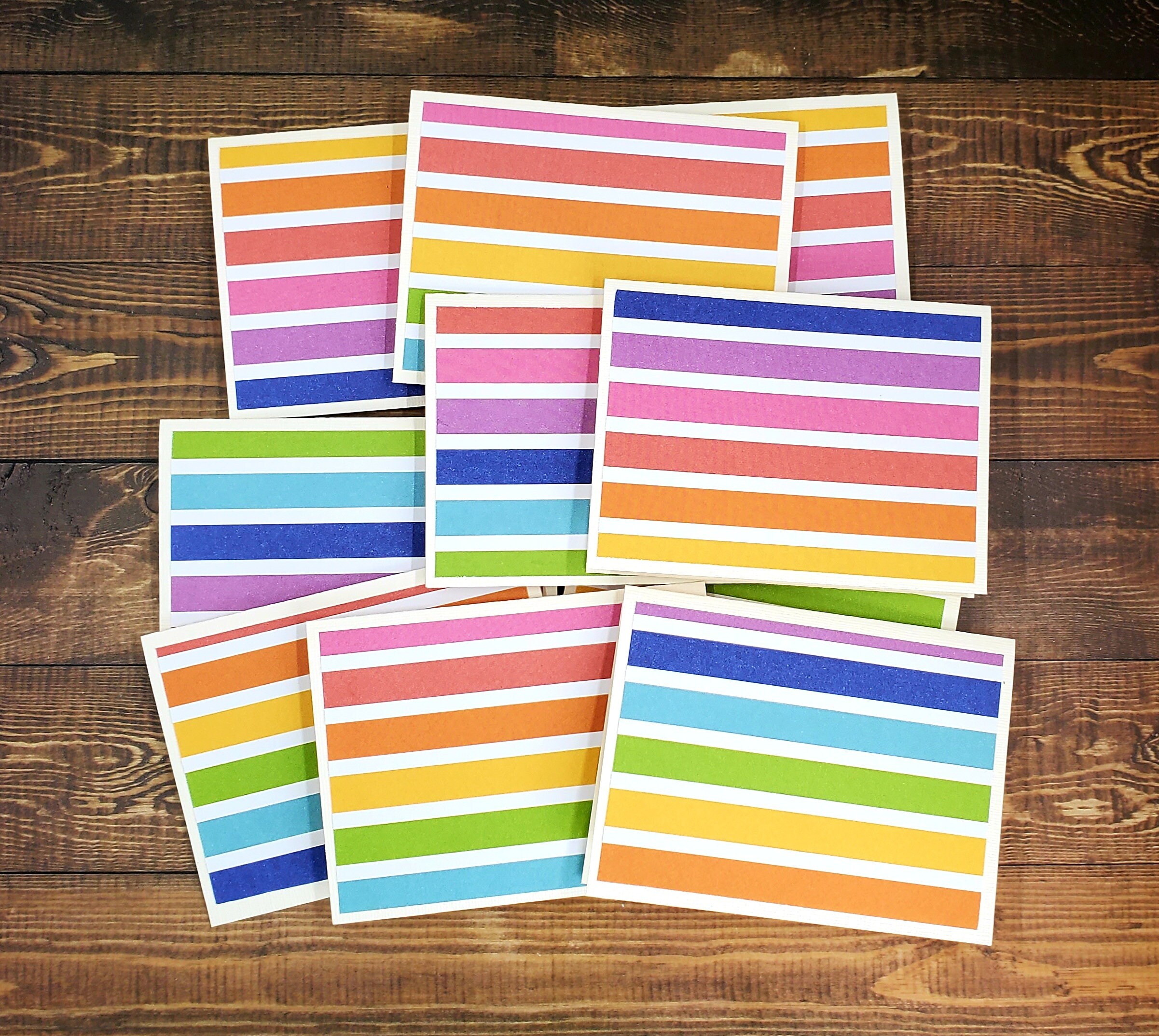 Rainbow Stripes Mini Stationary Note Cards Set of 12 - Etsy