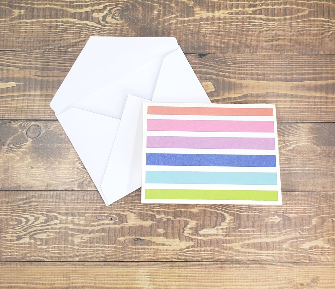 Rainbow Stripes Mini Stationary Note Cards Set of 12 - Etsy