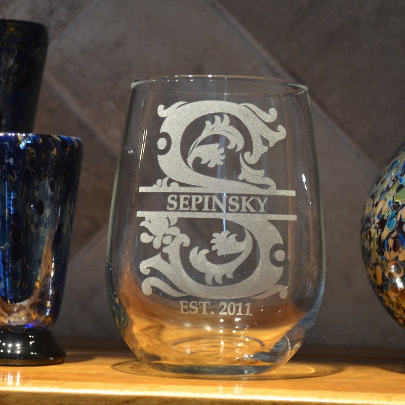 Monogram Wine Glass - Etsy