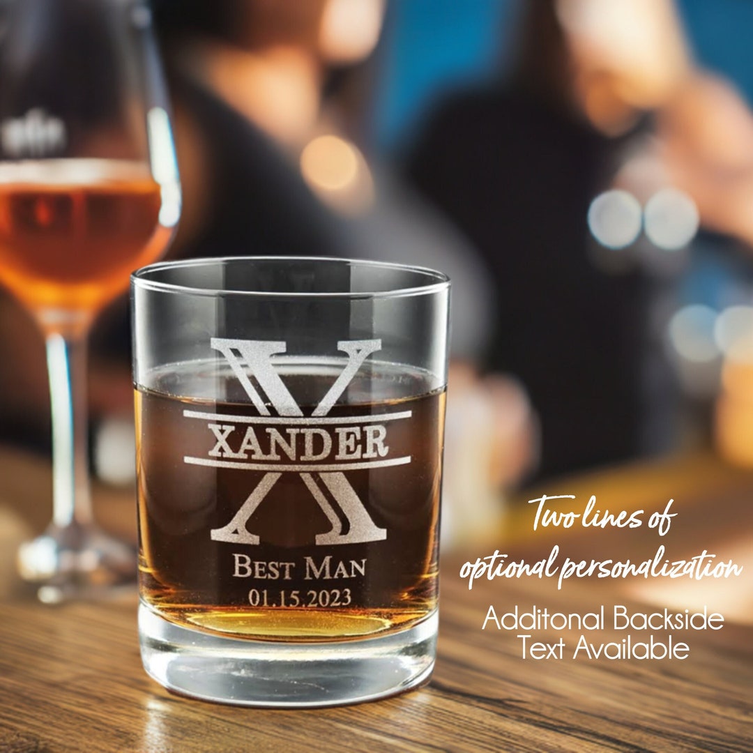 Engraved Personalized Monogram on 13.5oz Rocks Whiskey Glass Perfect ...
