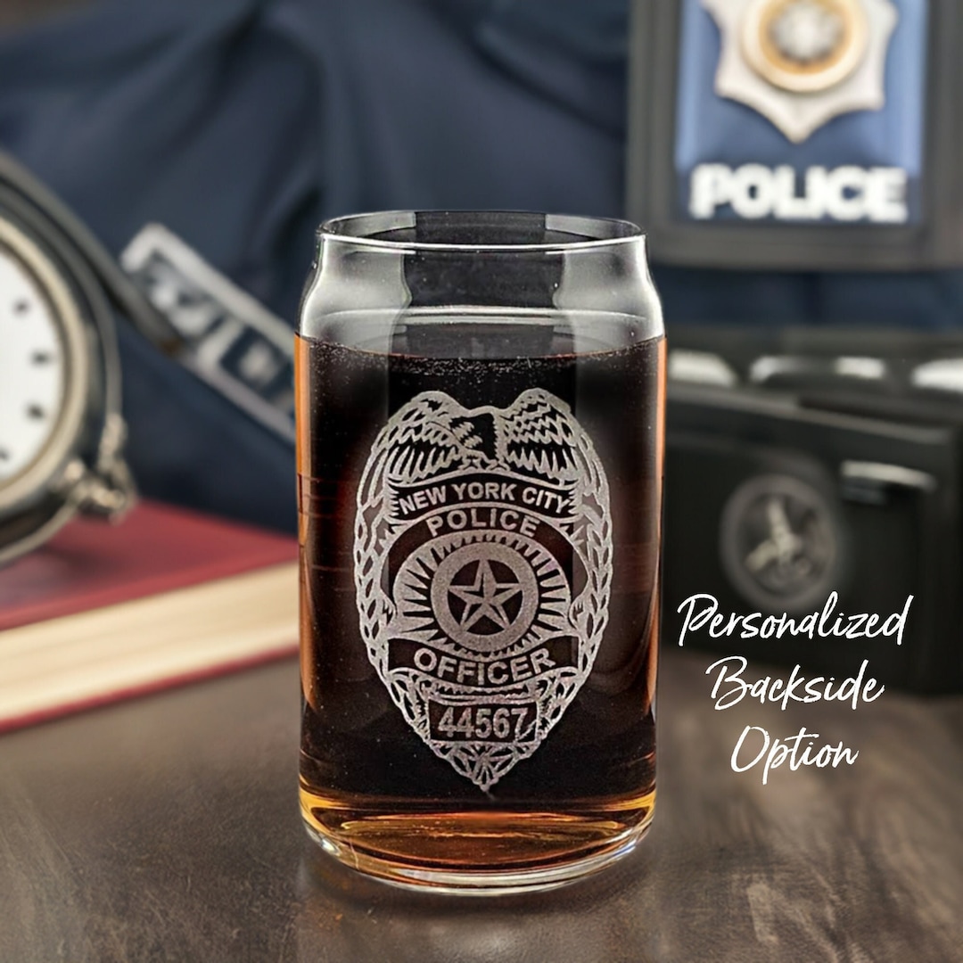 Personalized Police Badge Beer Glass: Law Enforcement Gift, Custom ...