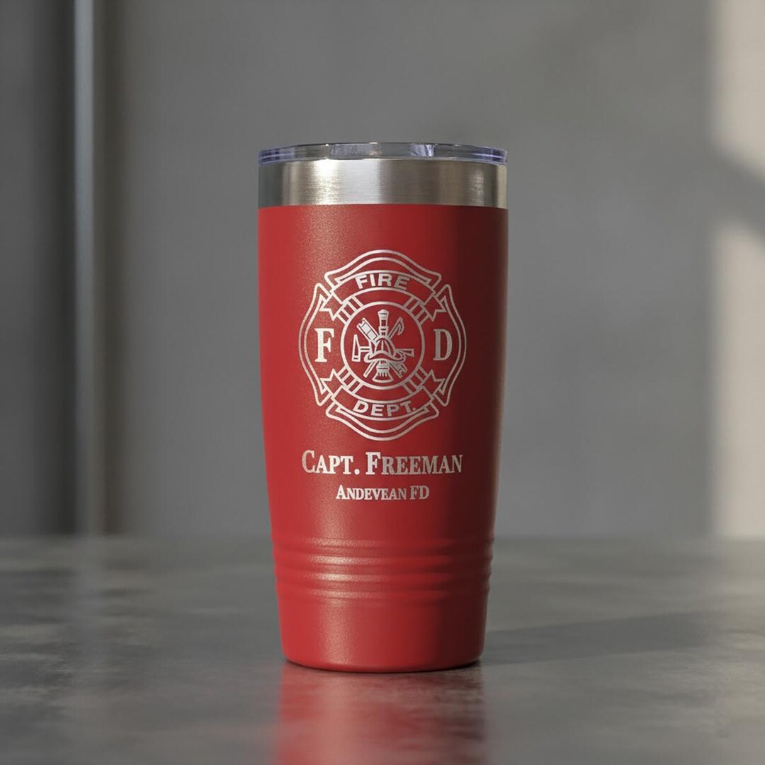 Personalized Firefighter Tumbler, Custom Laser Engraved 20oz Stainless ...