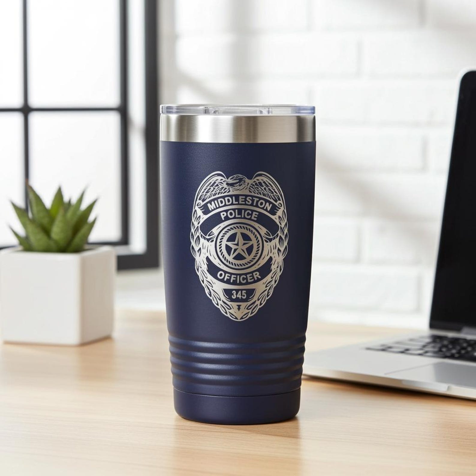 Personalized Police Officer Badge Tumbler - Custom Engraved 20oz ...