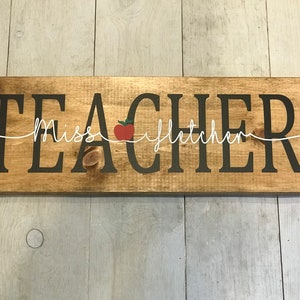 Teacher Sign, Classroom Decor, Teacher Appreciation Gift, Teacher Name ...