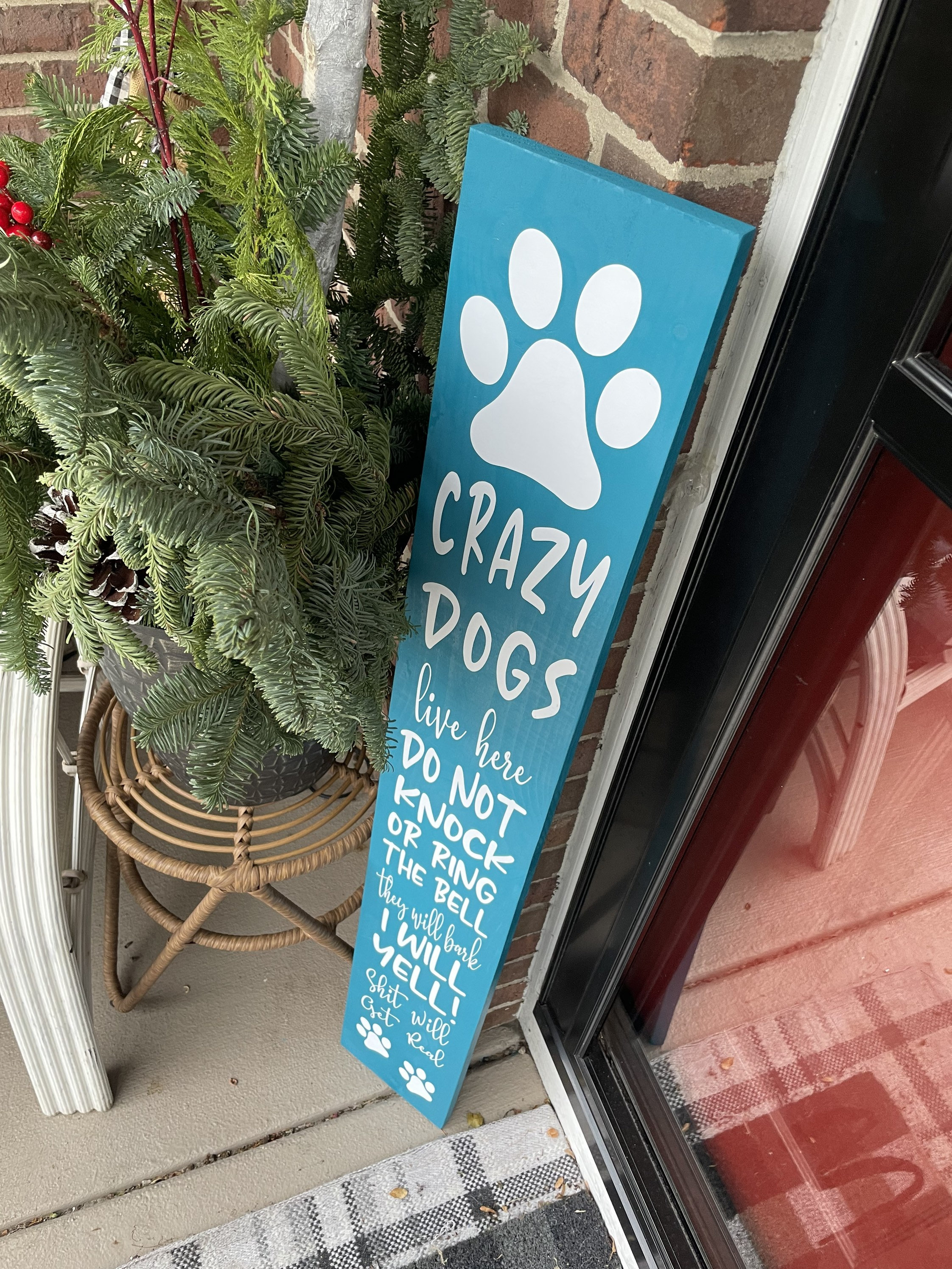 A Crazy Dogs Lives Here Pet Welcome Sign Personalized Dog - Etsy