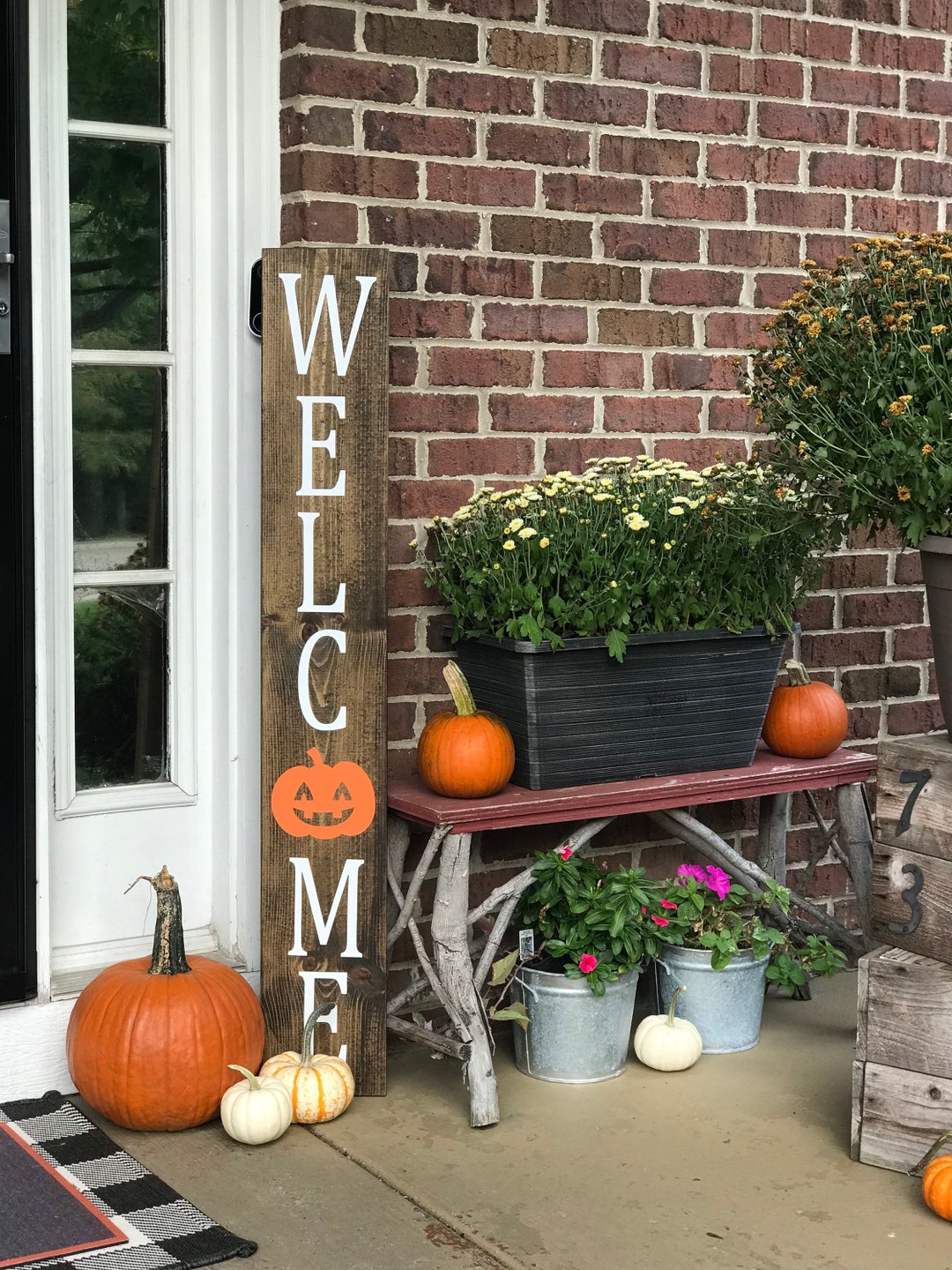 Fall Welcome Sign, Halloween Welcome Sign, Fall Front Porch Sign ...