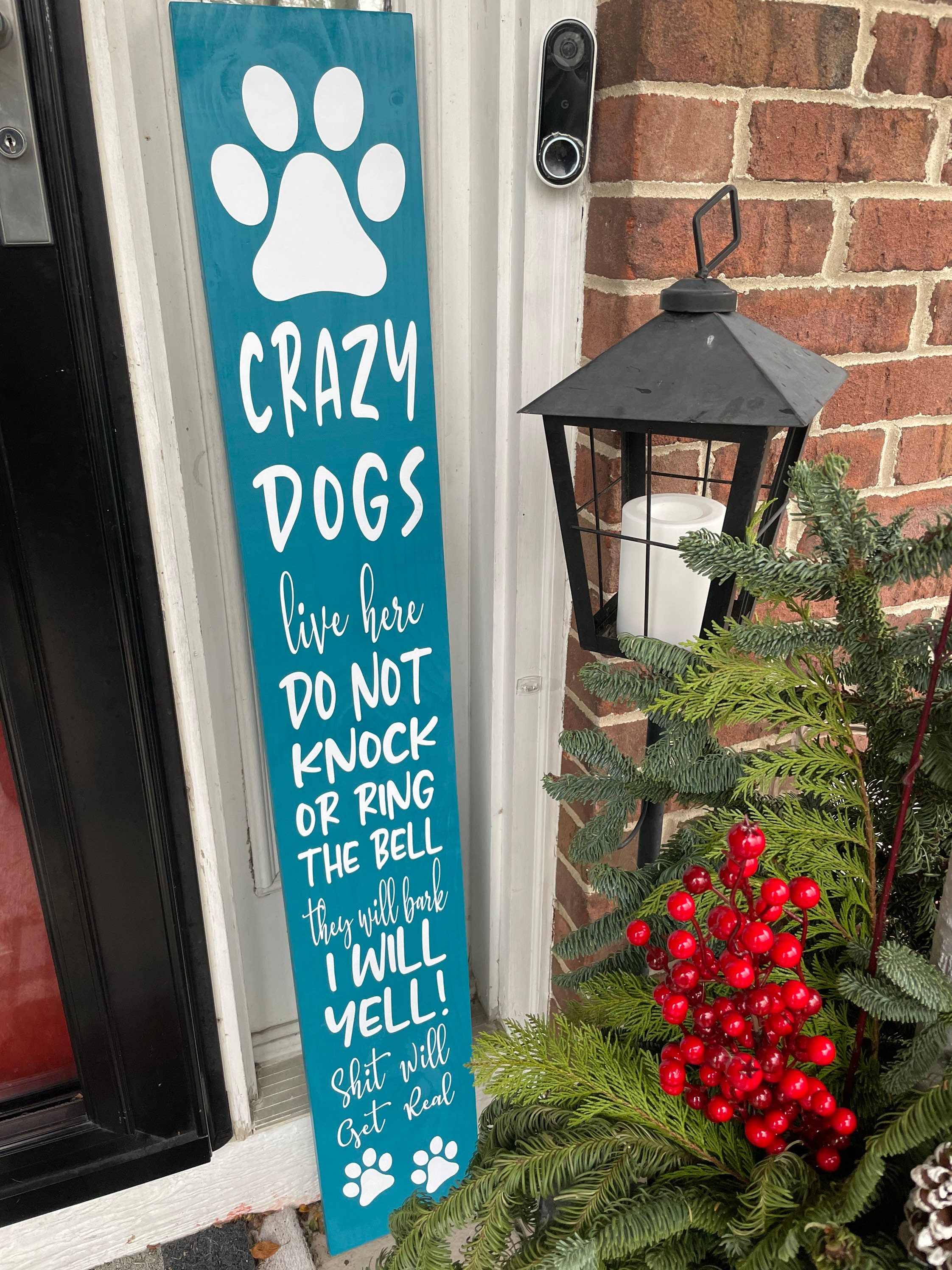 A Crazy Dogs Lives Here Pet Welcome Sign Personalized Dog - Etsy