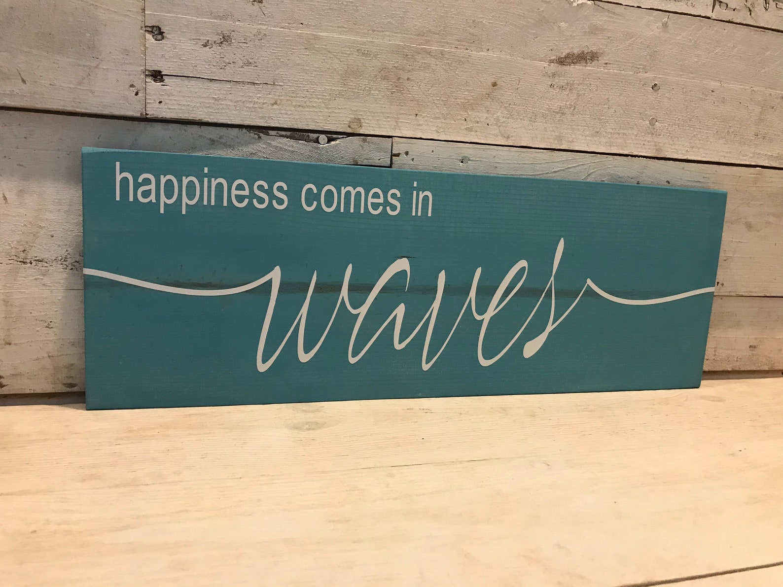 Happiness Comes in Waves Sign Beach Decor Beach Sign Wooden - Etsy