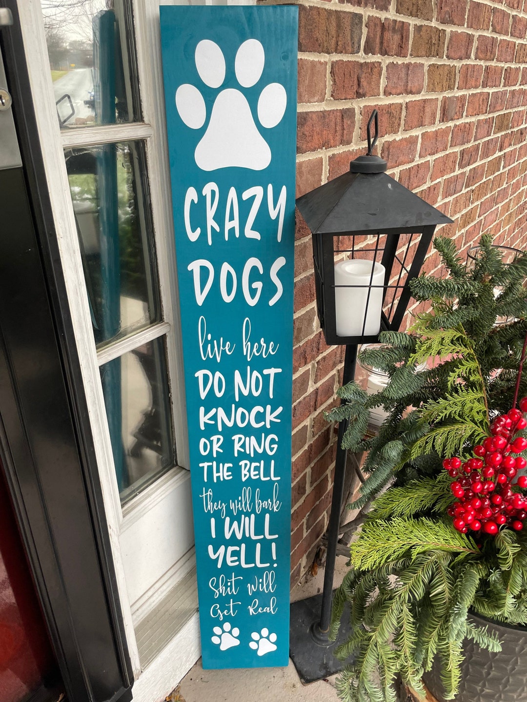 A Crazy Dog{s} Lives Here| Pet Welcome Sign| Personalized Dog Welcome ...
