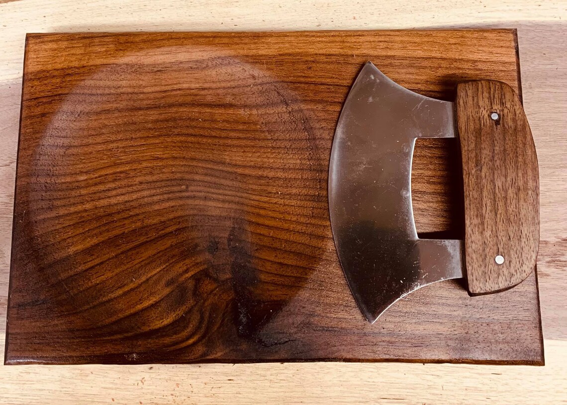 Ulu Knife and Custom Ulu Cutting Board - Etsy