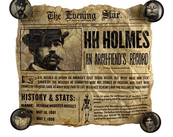 Vintage Serial Killer Newspaper with Magnets Jeffrey Dahmer Ed Gein Ted ...